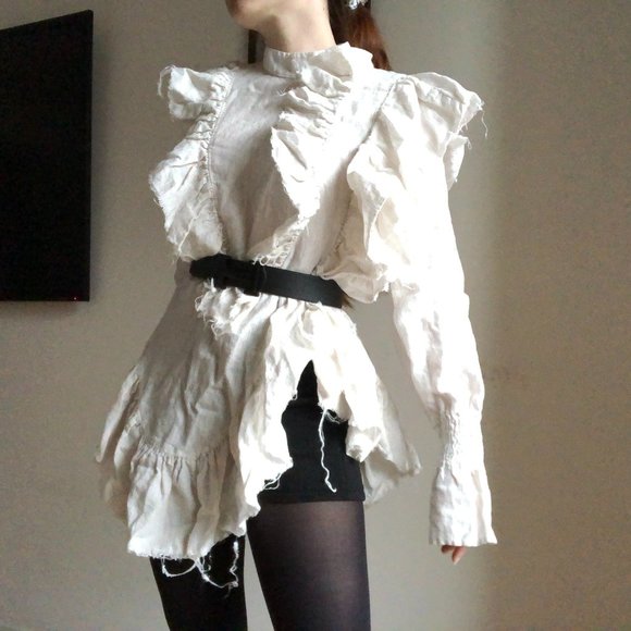 Deplumer | Dresses | Long Sleeve White Ruffle Dress | Poshmark